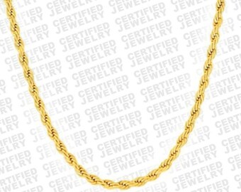 10K 6mm Yellow Solid Gold Diamond Cut Rope Chain - Etsy