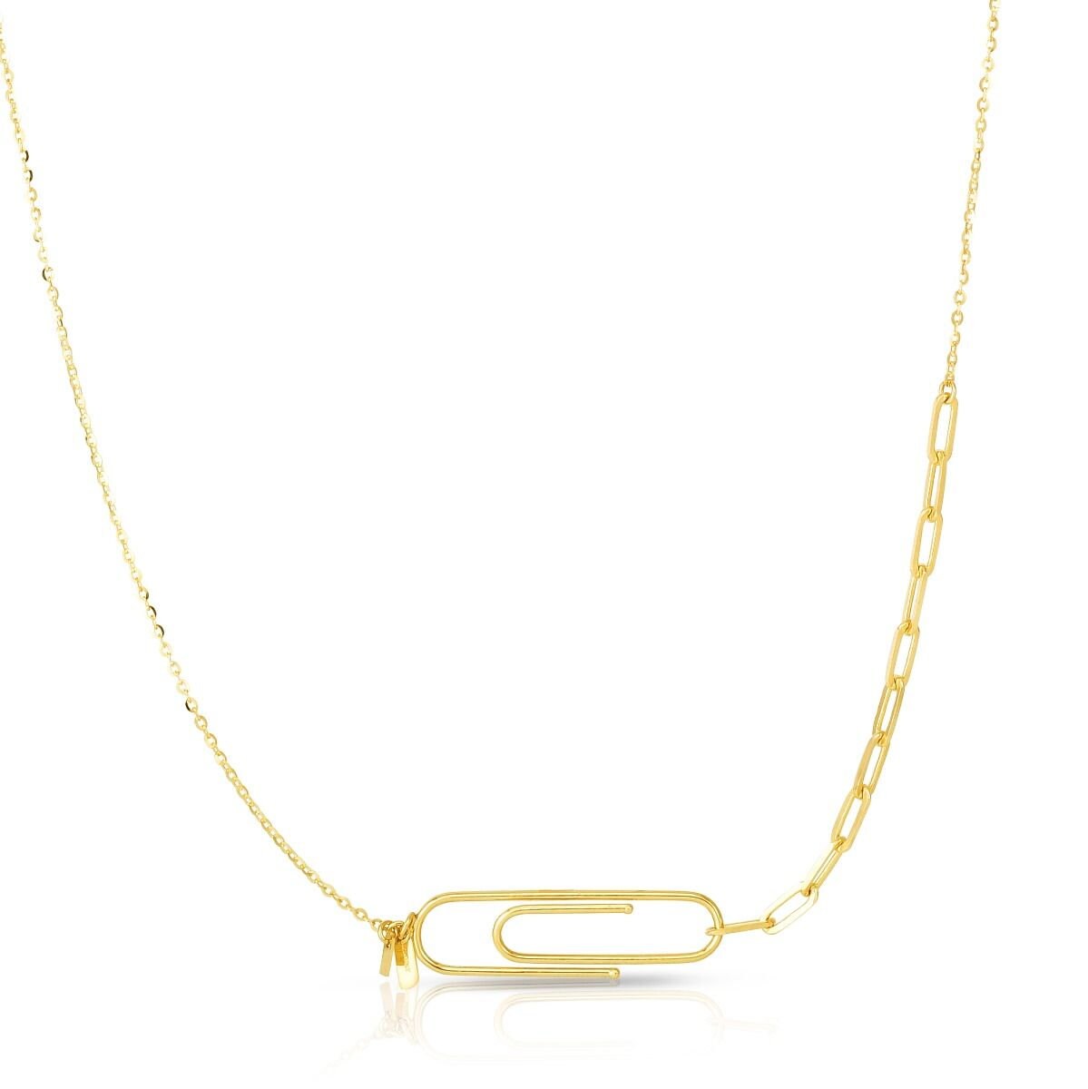 Solid 14K Gold Stationed Paperclip Necklace With Special - Etsy