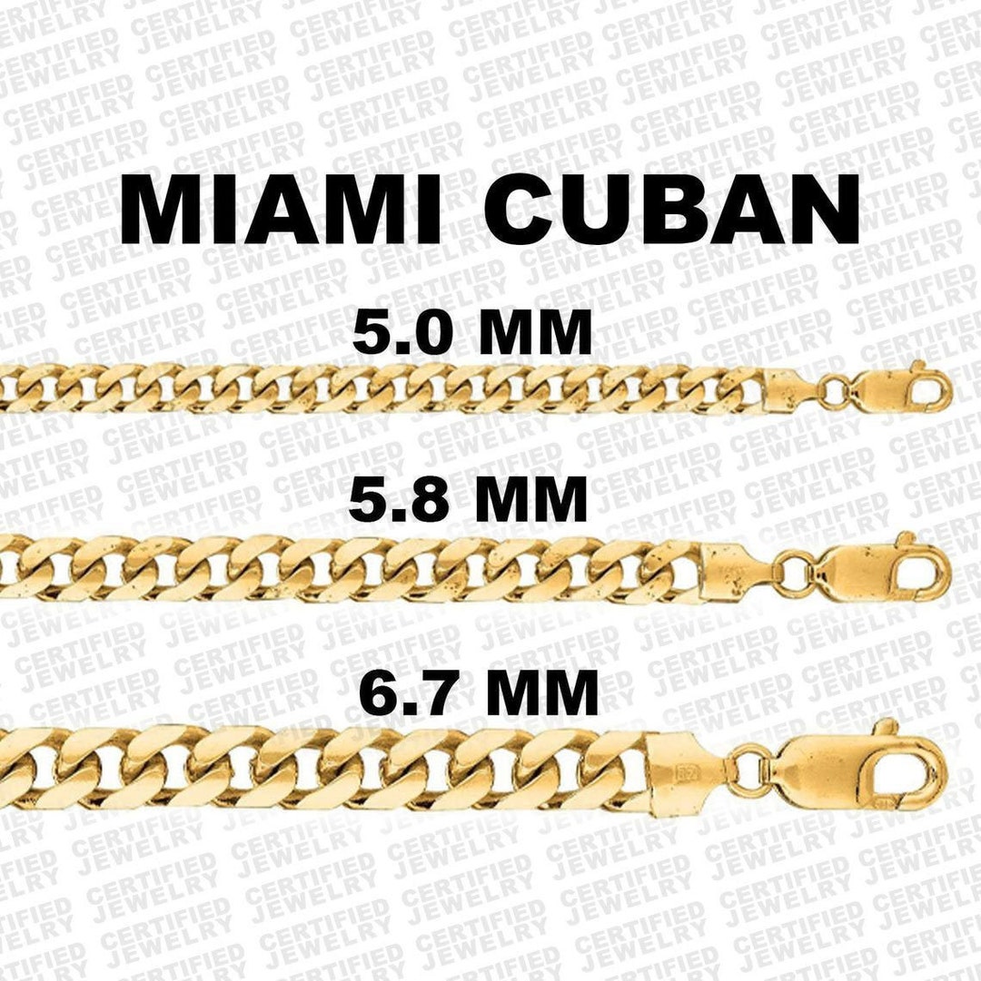 Solid 14K Yellow Gold Miami Cuban Chain, 8.5 20 22 24 30 Inch, 5MM 5.8MM 6.7MM, Thick Gold Chain ...