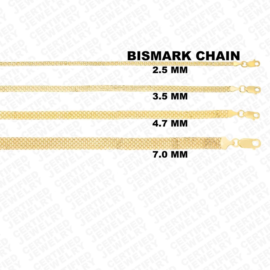Solid 14k Bismark Chain Available in 2.5mm, 3.5mm, 4.7mm and 7.0mm & 16 ...