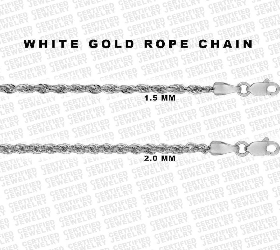 14K White Gold Rope Chain Necklace 16 18 20 - Etsy