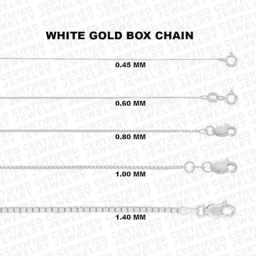 10K Solid White Gold Box Chain Necklace 16-24 0.5mm - Etsy