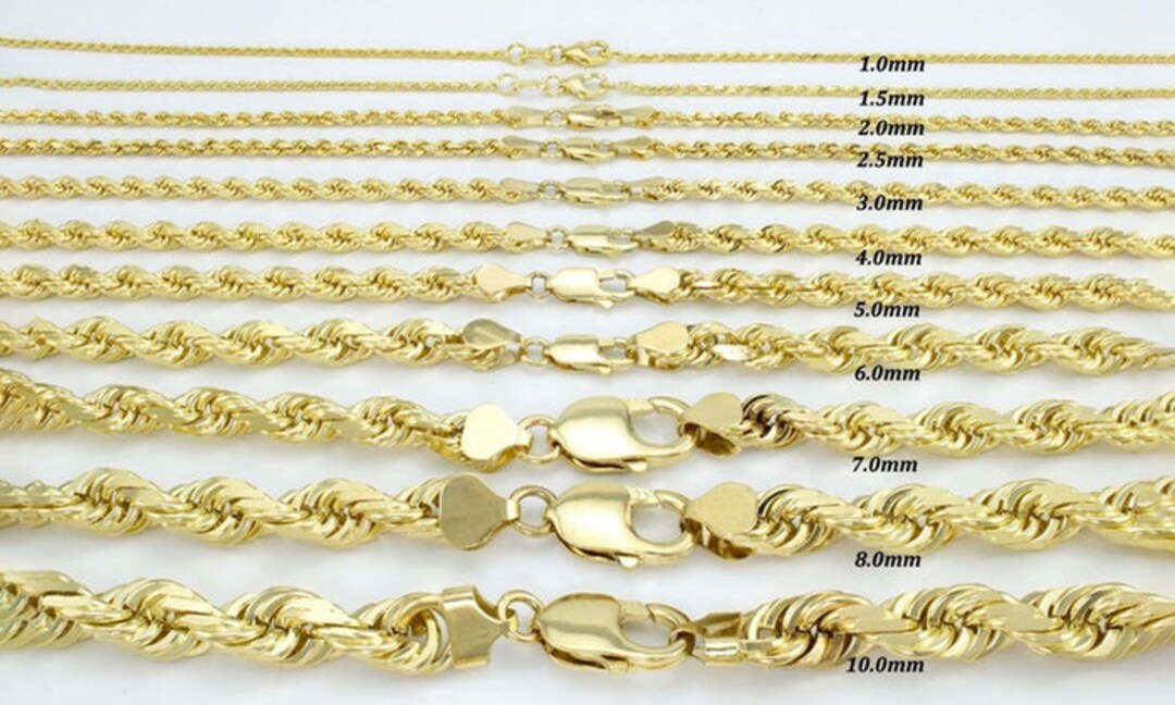 10k Gold Mens Hollow Rope Chain 2.5mm-15.5mm / 2030 Inches - Etsy