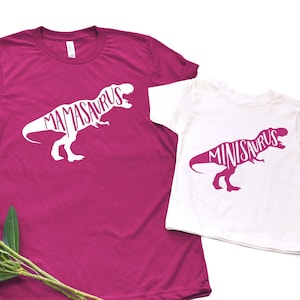 Mamasaurus and Minisaurus Rex PINK Mommy and Me Shirts Matching Mom and ...