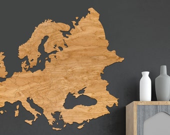 Wooden Map of Europe Home Decor Wall Art Gift for | Etsy