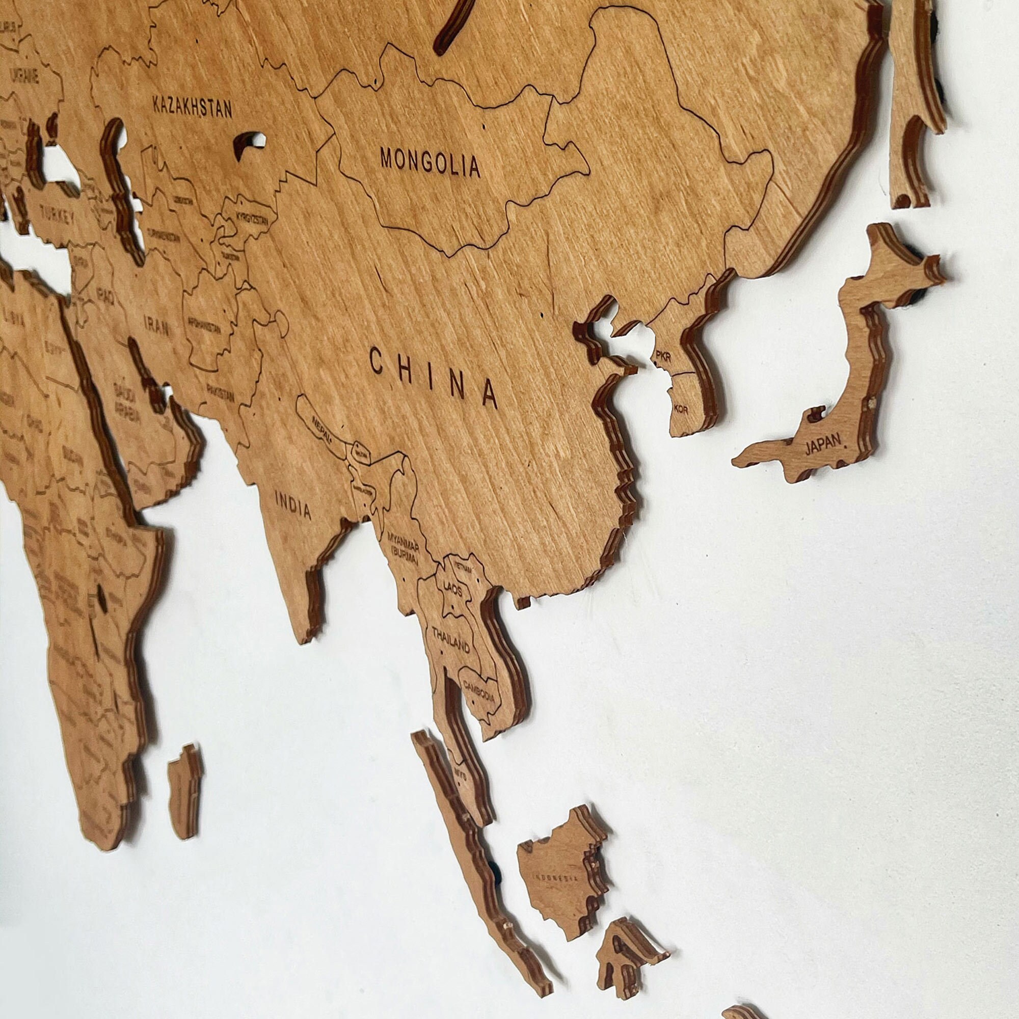 Wooden Wall Map Wooden Map of the World Wind Rose Frames | Etsy