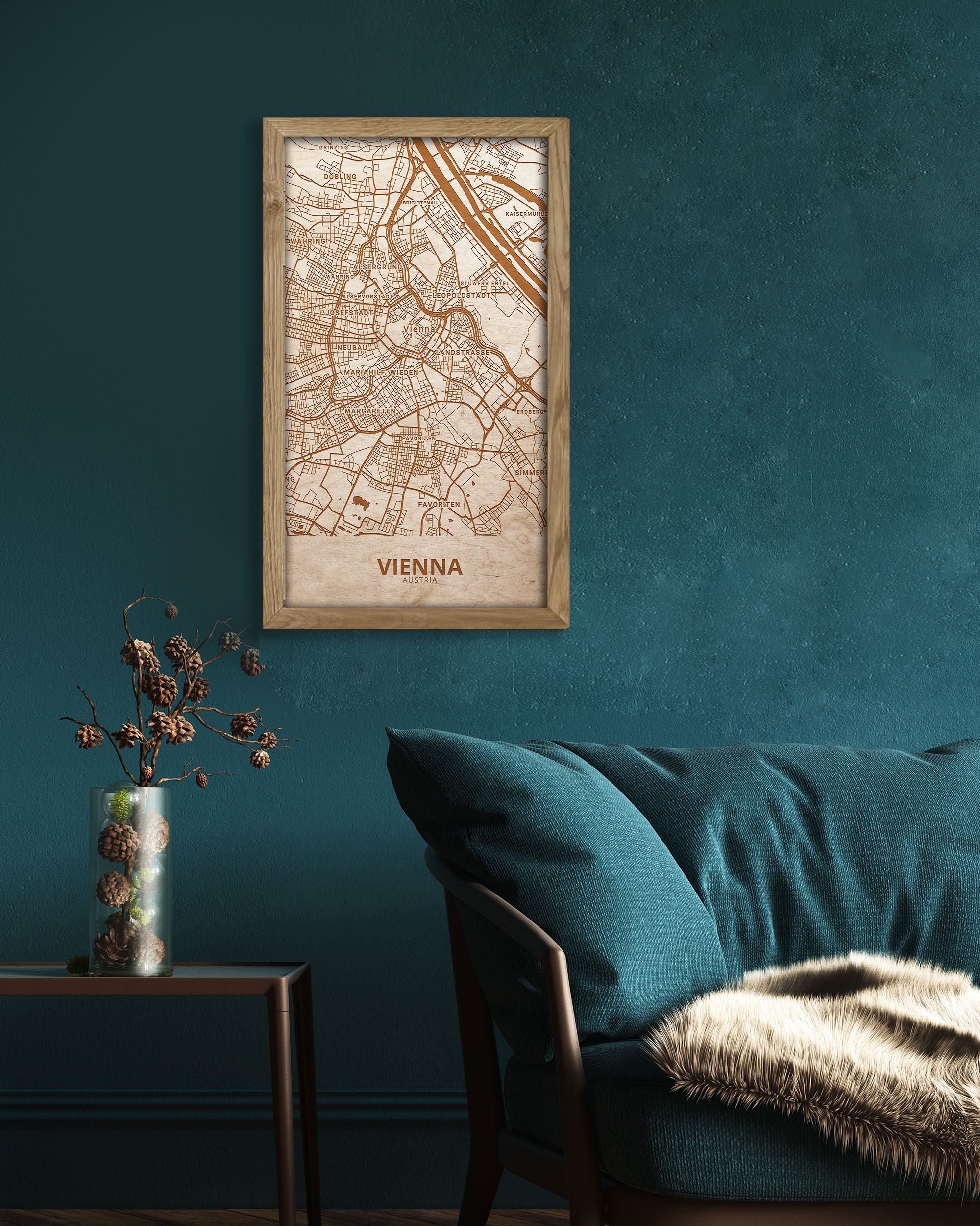 Vienna Map Wall Art Austria Wood Map Street map of Vienna | Etsy