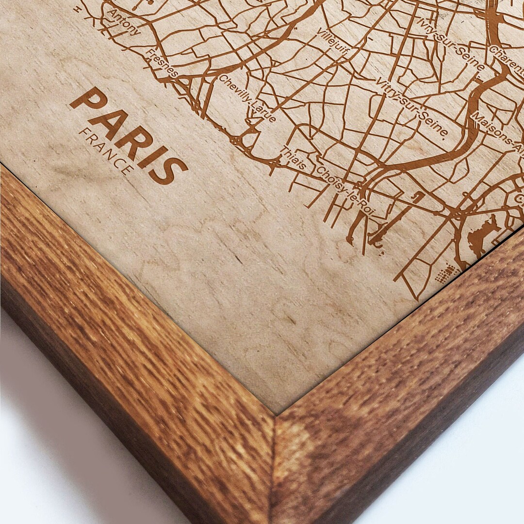 Paris Map Wall Art, Paris Wood Map, Wood Map of France Wall Art ...