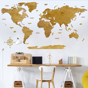 Wooden World Map Rustic Wall Decor Wall Decor Travel Map Christmas ...