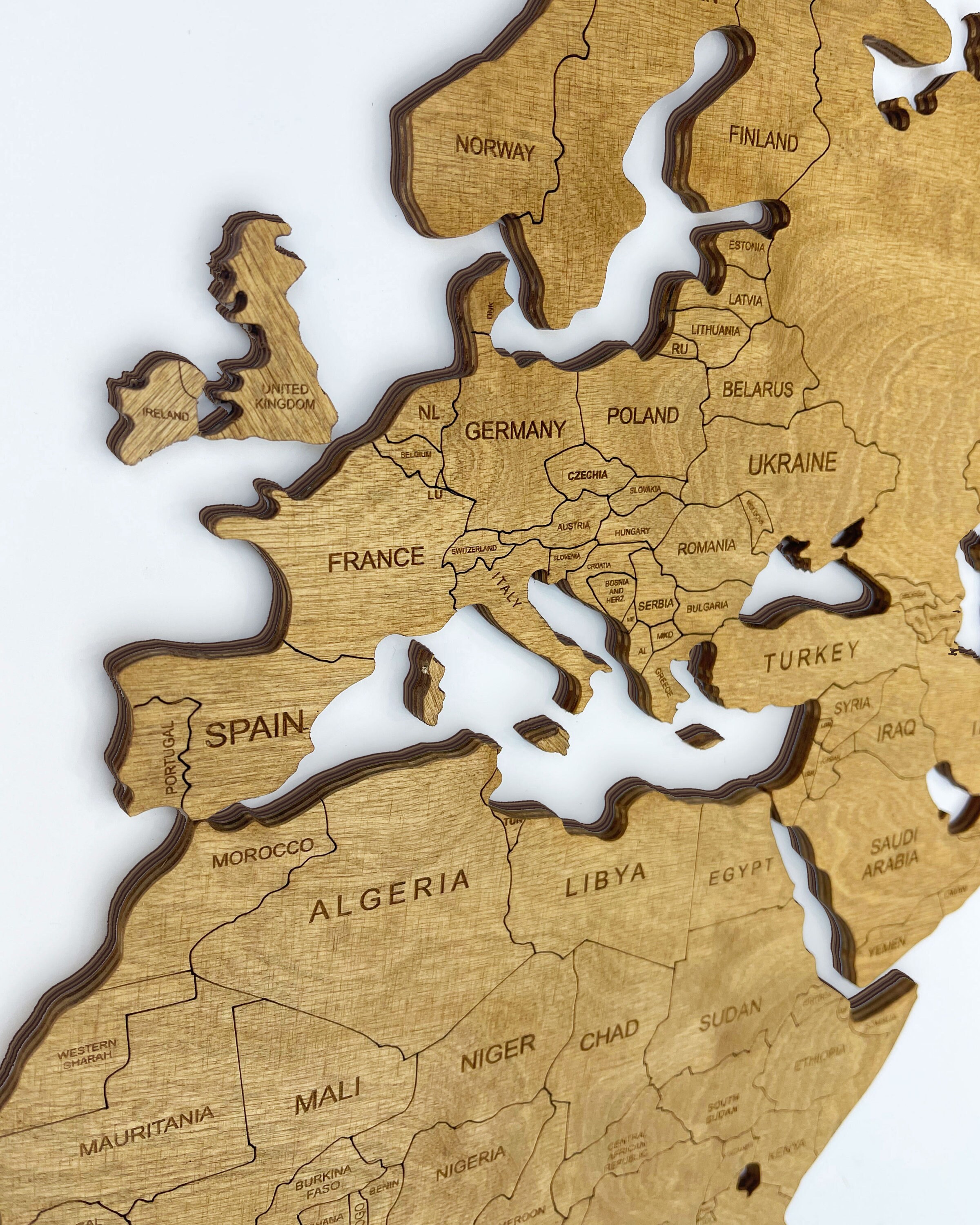 Wooden Wall Map |set of Wall Decor | Wind Rose | Frames | Wall Map ...