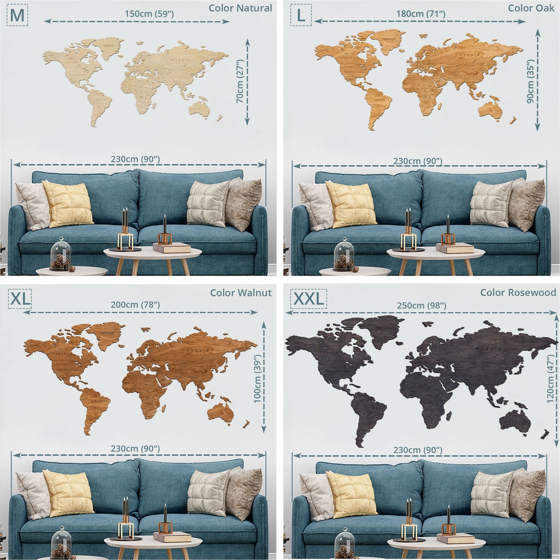 Wooden World Map Rustic Wall Decor Wall Decor Travel Map | Etsy