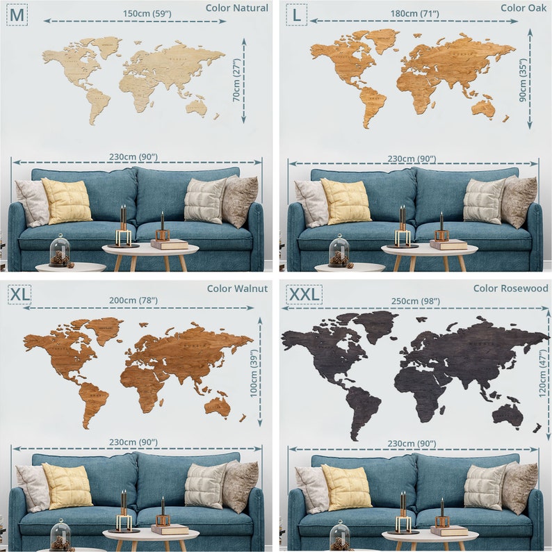 Wooden World Map Rustic Wall Decor Wall Decor Travel Map | Etsy