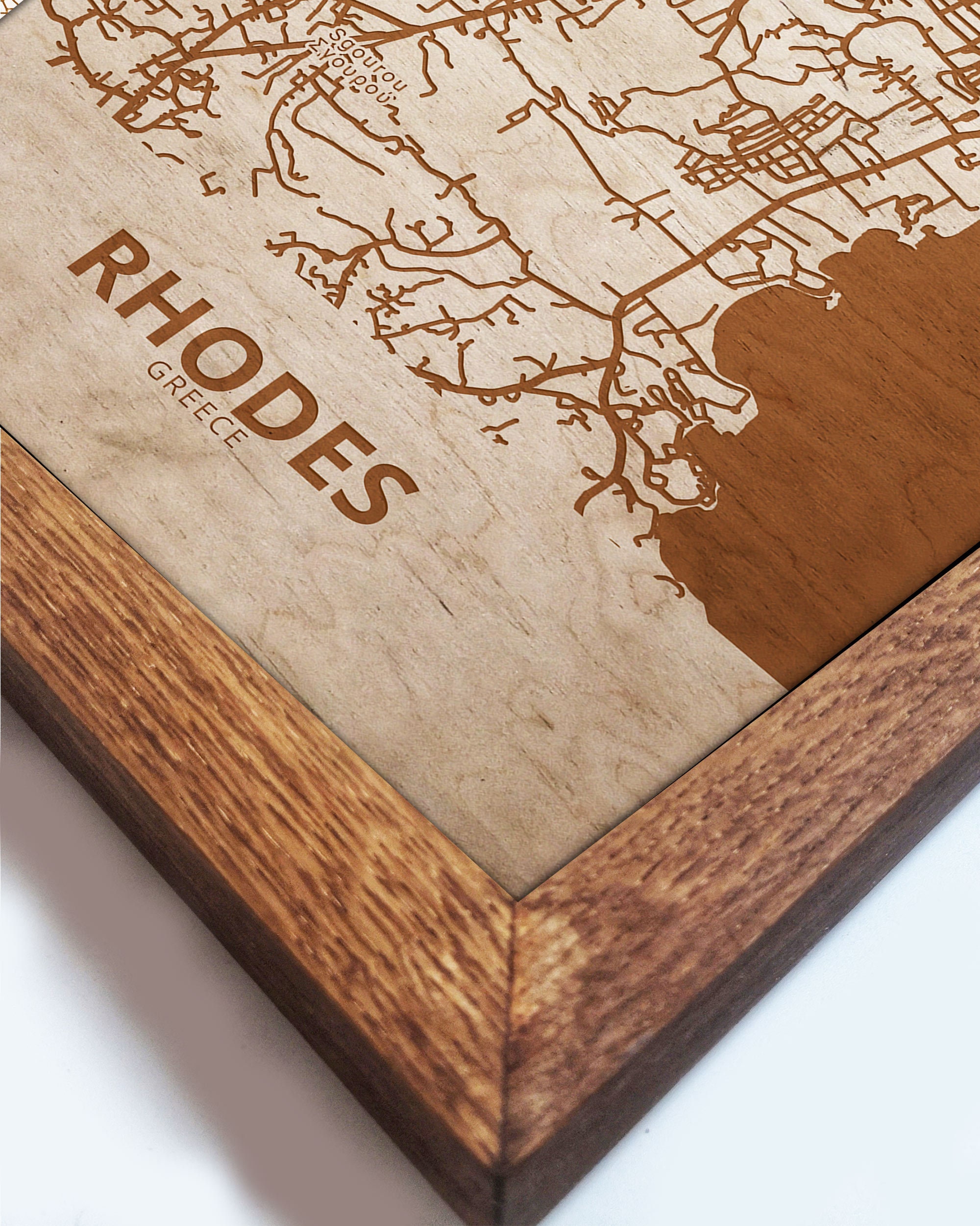 Rhodes City Map Wall Art Rhodes Engraved Wood Map Wall - Etsy