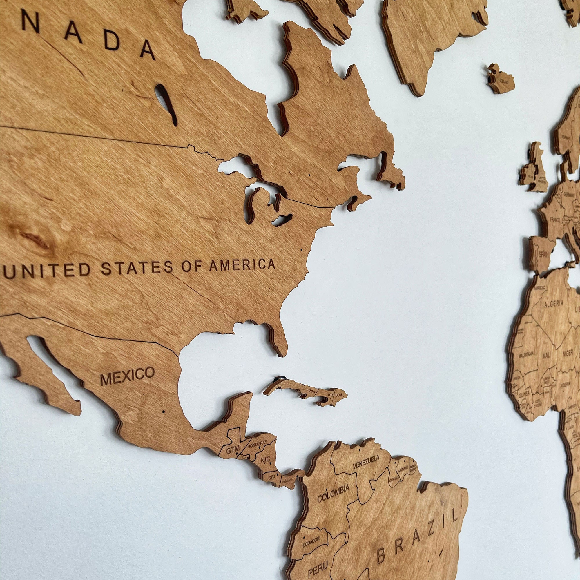 Wooden Wall Map Wooden Map of the World Wind Rose Frames | Etsy