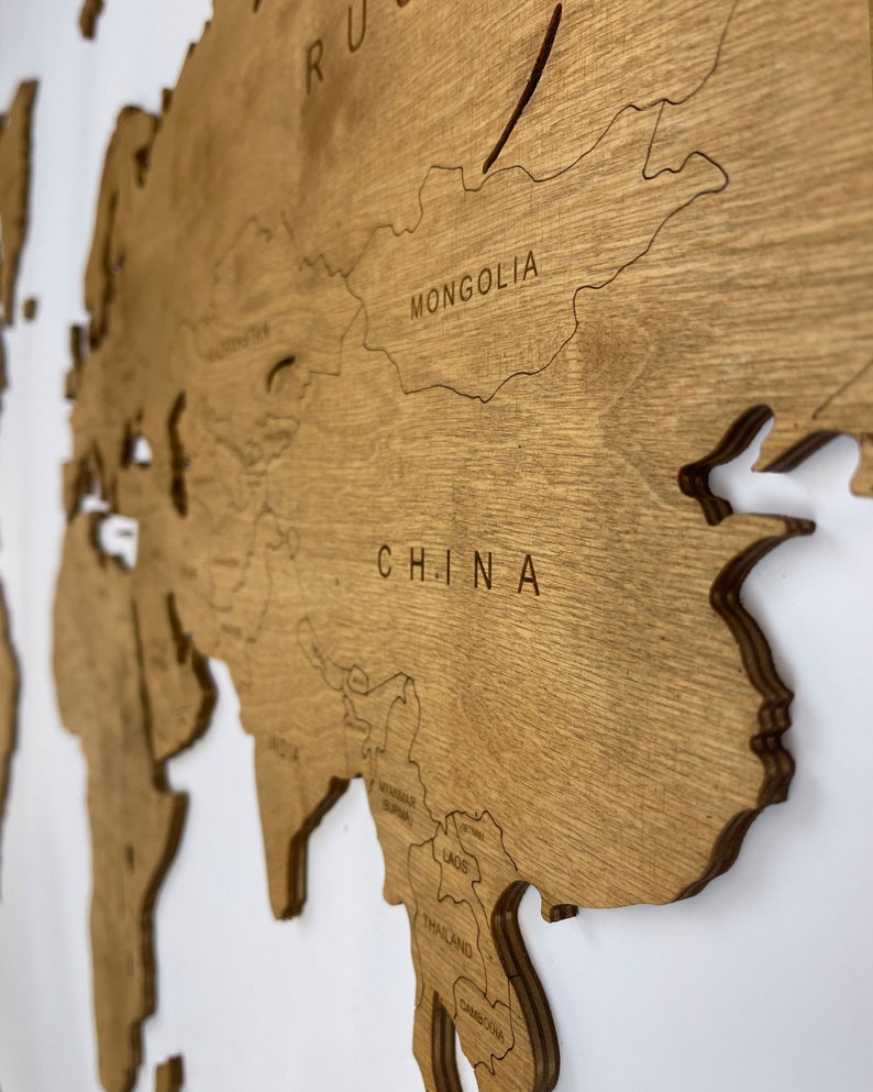 Wooden Wall Map | Wooden Map of the World | Wind Rose | Frames | Wall ...