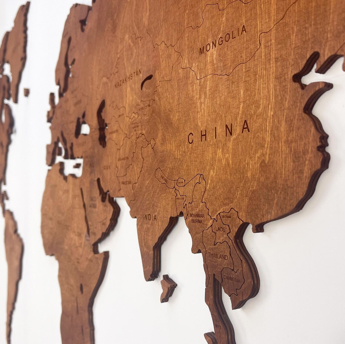 Wooden Wall Map Wooden Map of the World Wind Rose Frames - Etsy
