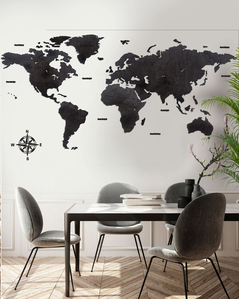 Wooden World Map Rustic Wall Decor Wall Decor Travel Map - Etsy