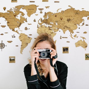 Wooden Wall Map Wooden Map of the World Wind Rose Frames | Etsy