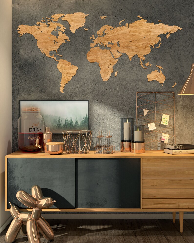 Wooden Wall Map Wooden Map of the World Wind Rose Frames | Etsy