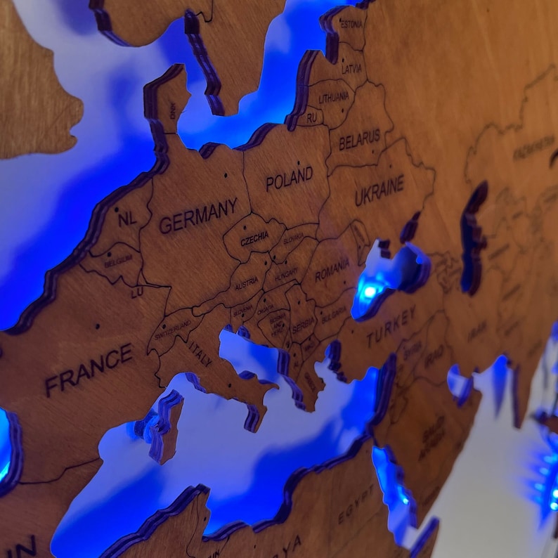 LED Illuminated Wooden World Map Classic - Etsy