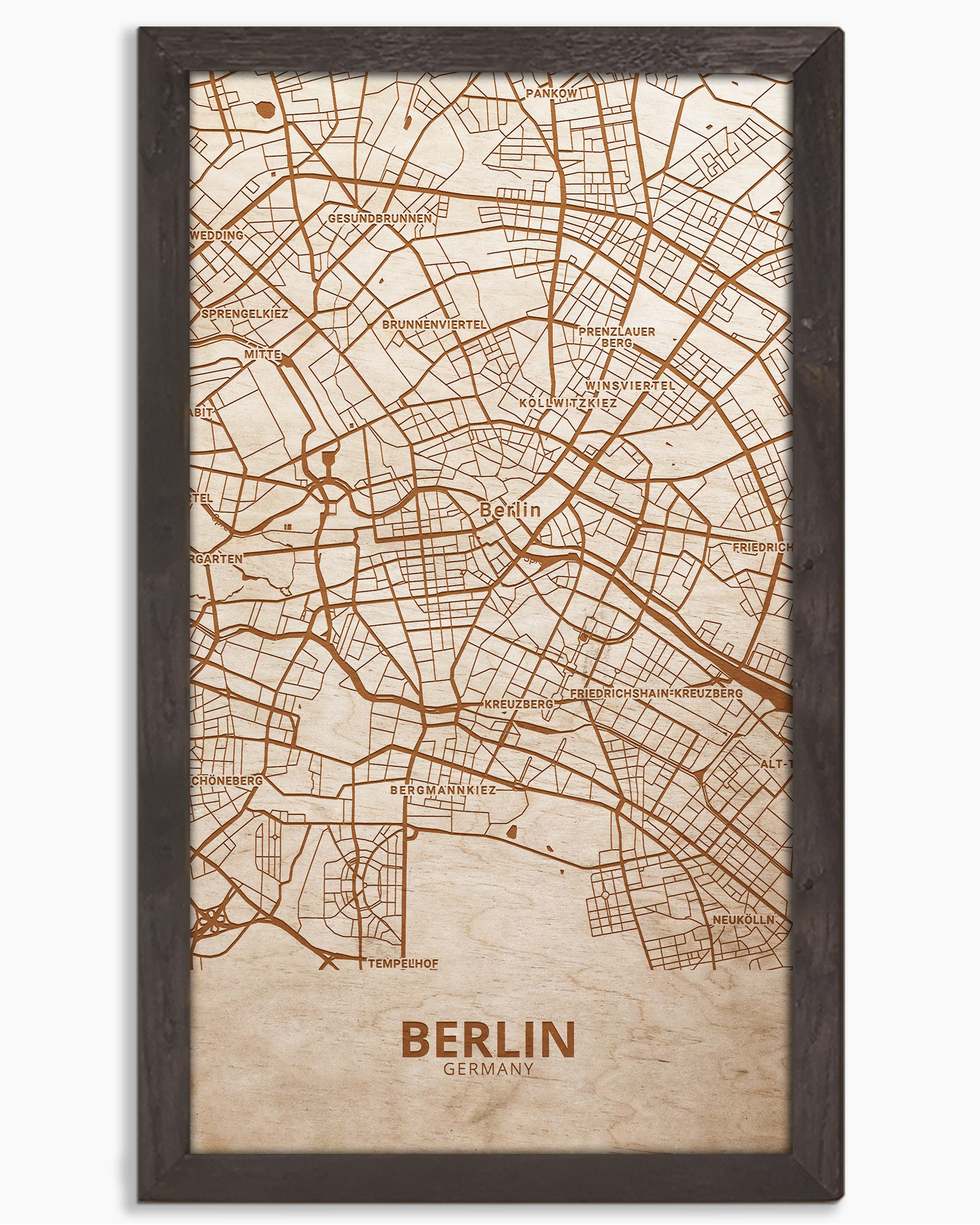 Berlin Map Wall Art, Berlin Wooden Map, Germany Map Art, Street Map of ...