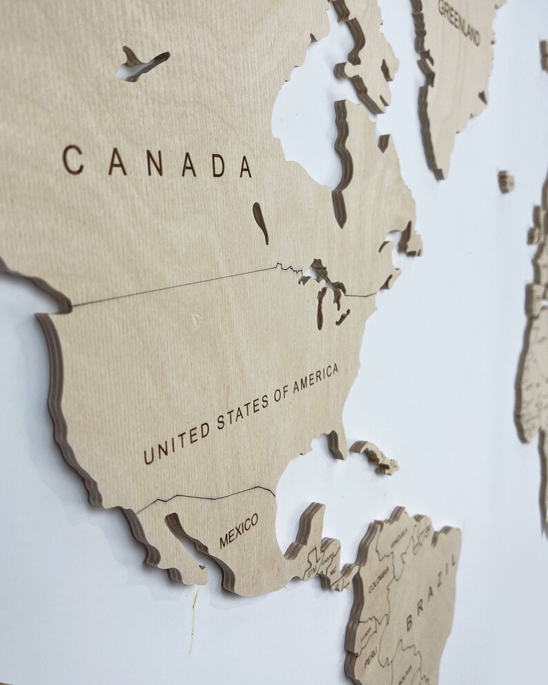 Wood World Map Housewarming Gift Rustic 3D World Map Home - Etsy
