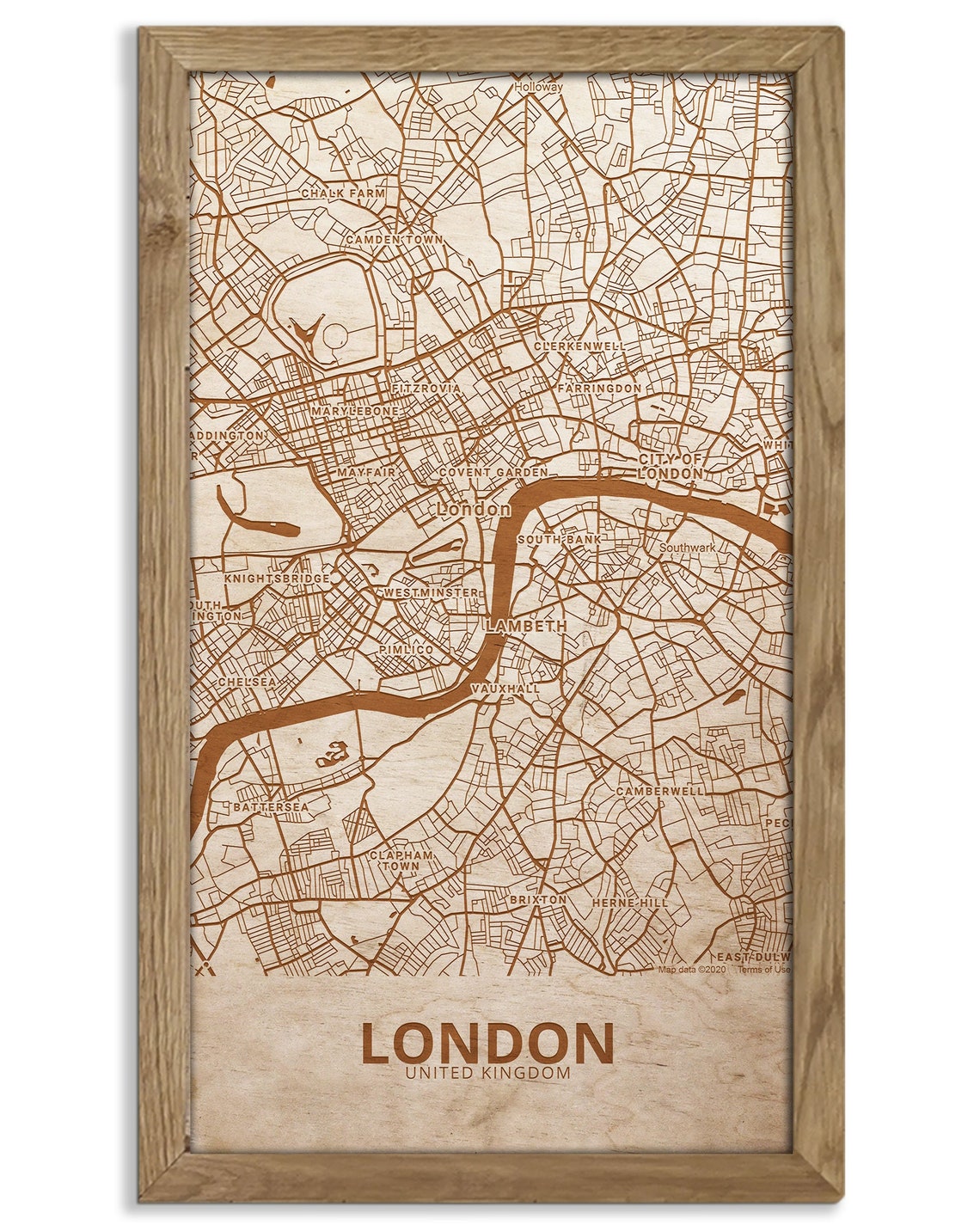 London Wooden Map Map of London London Map Wall Art Street | Etsy