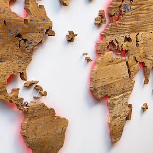 LED Map Oak Map World Map World Map With Leds Living Room Decor Home ...