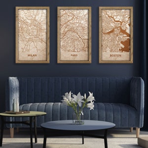 Paris Map Wall Art, Paris Wood Map, Wood Map of France Wall Art ...