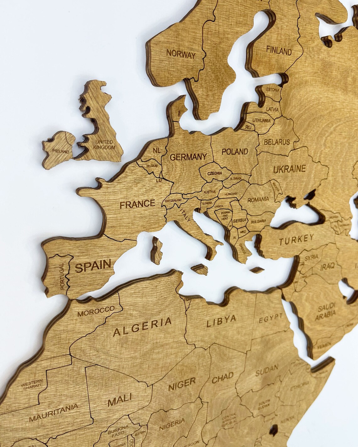 Wooden Wall Map | Wooden Map of the World | Wind Rose | Frames | Wall ...