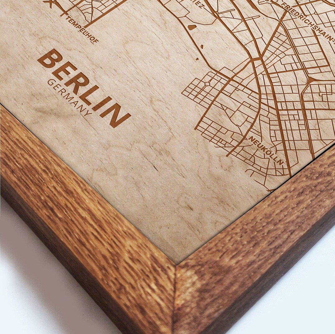 Berlin Map Wall Art, Berlin Wooden Map, Germany Map Art, Street Map of ...