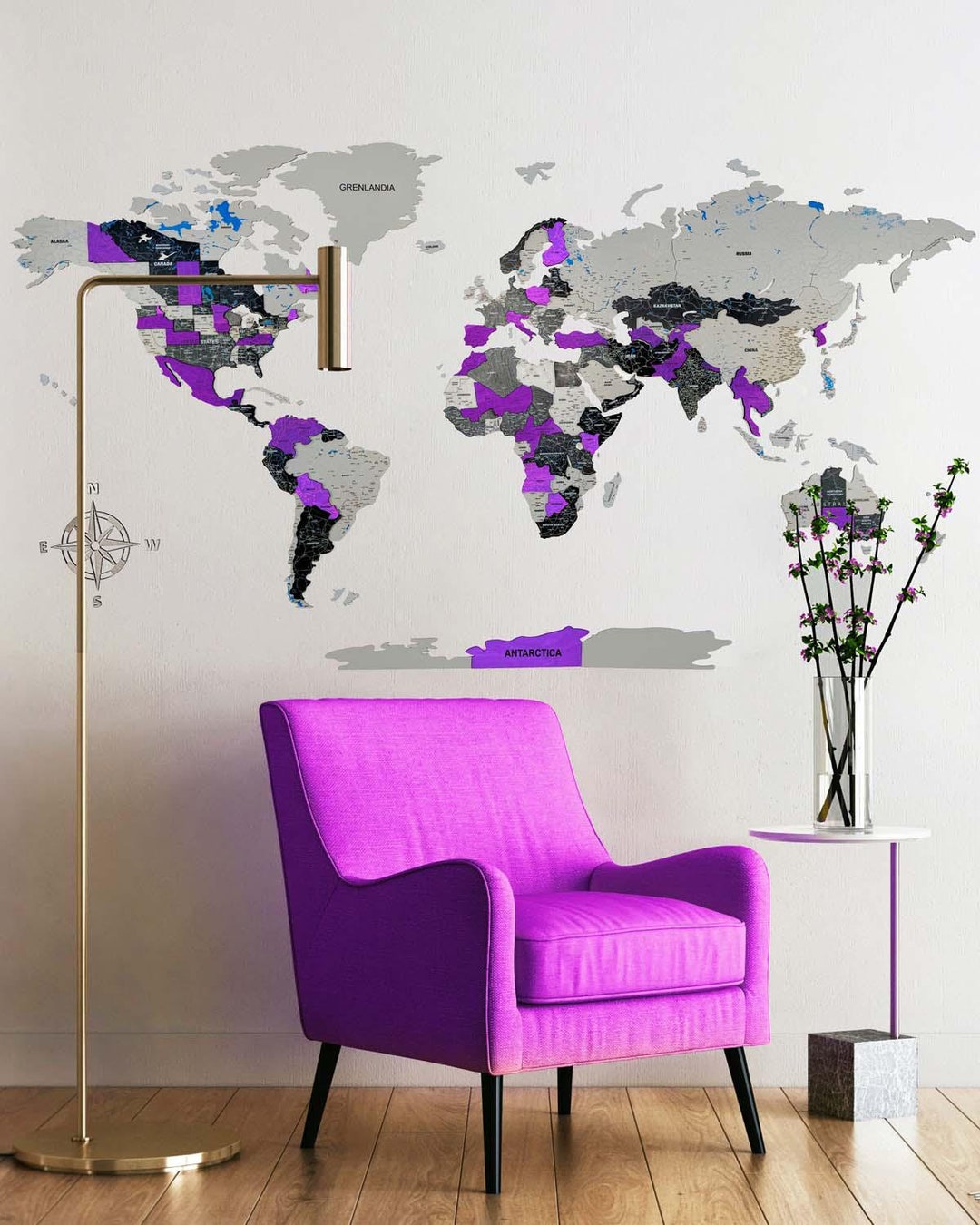 Wall Map of the World, 3D Colorful World Map, Wedding Gift, Christmas ...