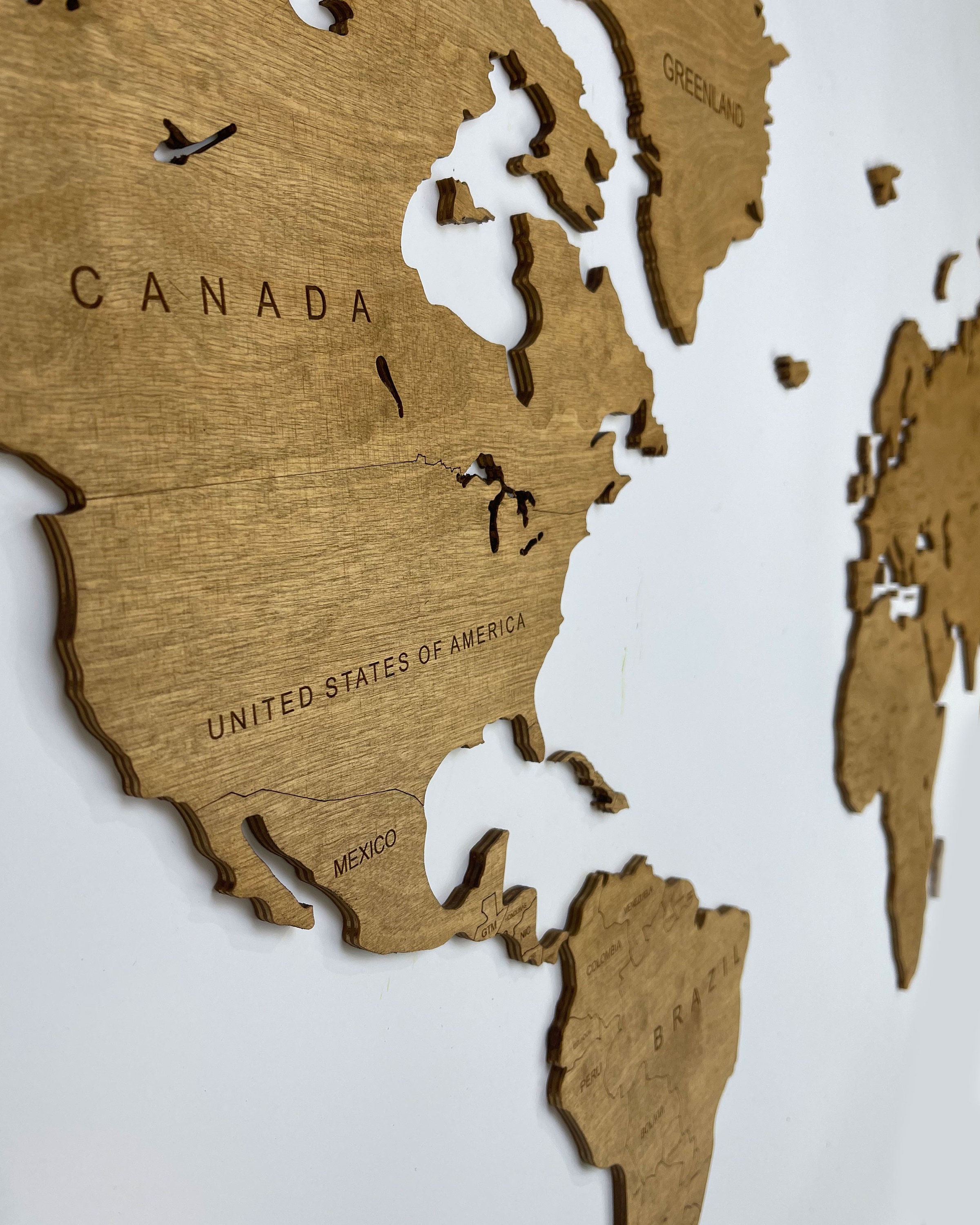 Wooden Wall Map Wooden Map of the World Wind Rose Frames - Etsy