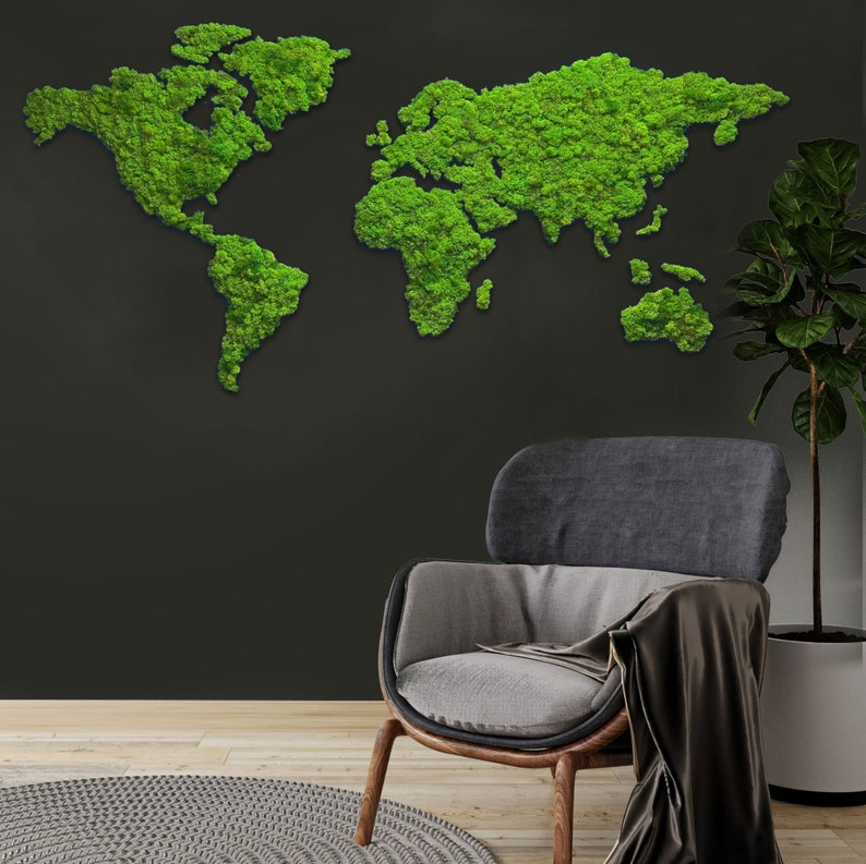 Map of the World Made of Weed Moss - Green Map - Etsy Canada