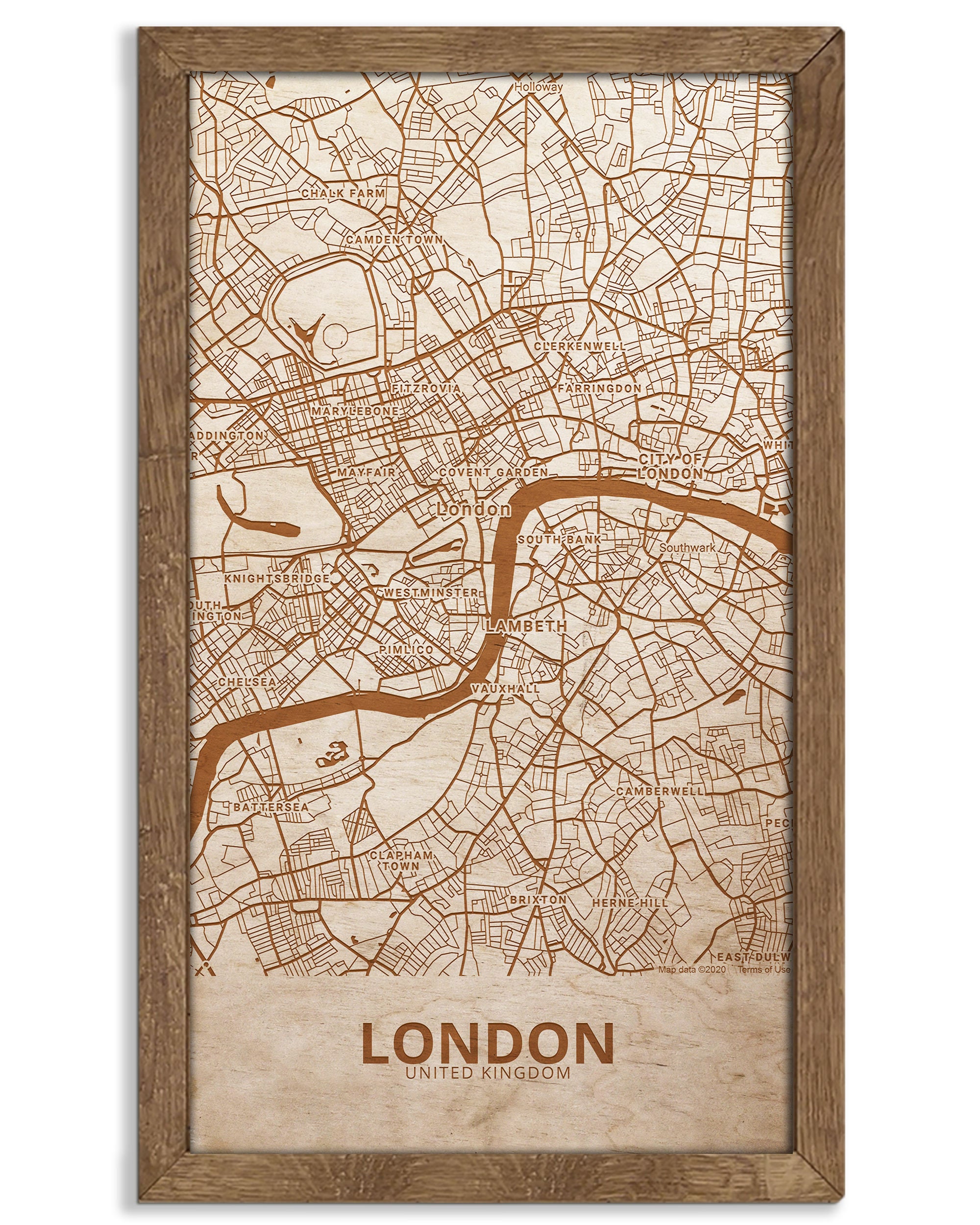 London Wooden Map Map of London London Map Wall Art Street | Etsy