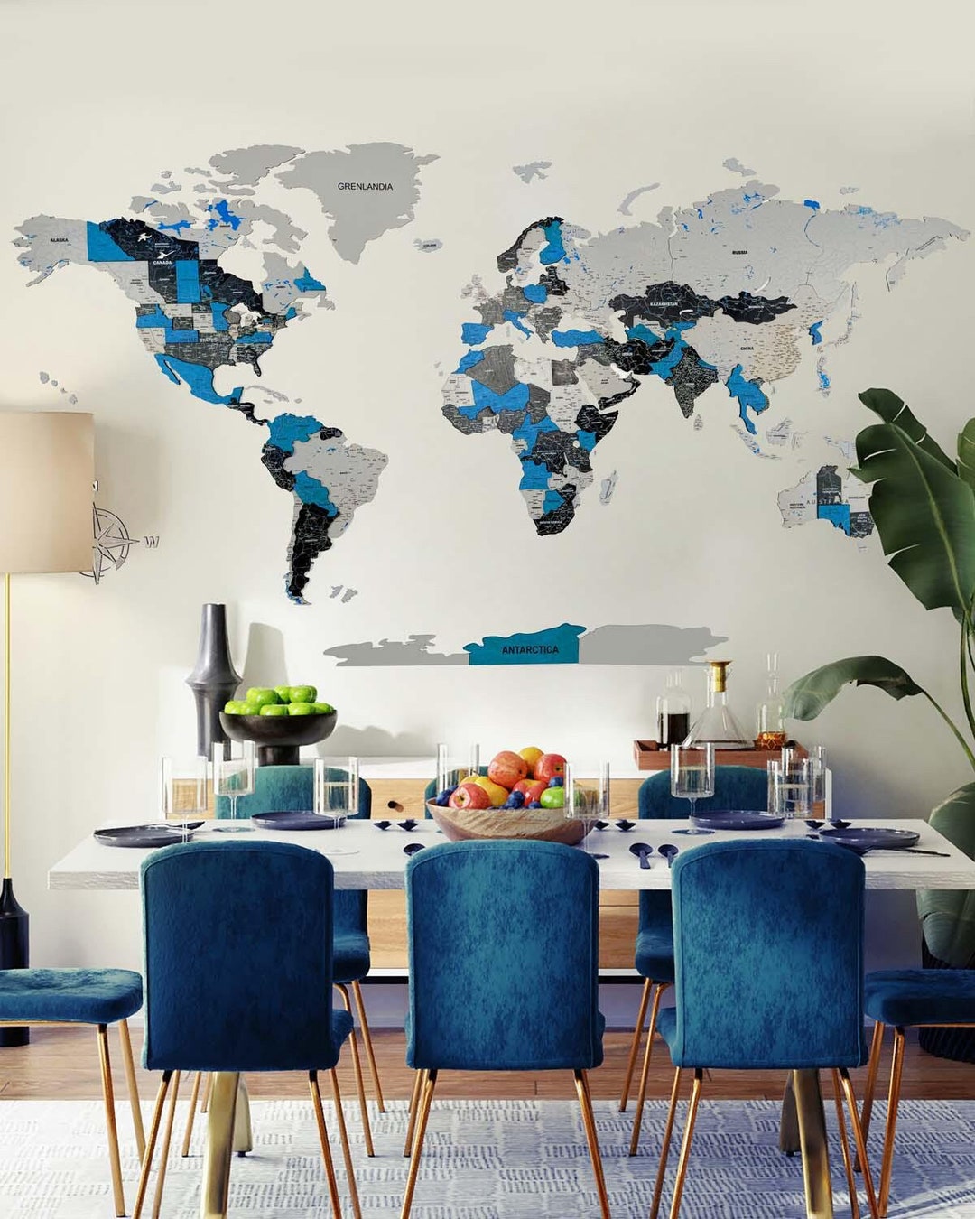 Wall Map of the World, 3D Colorful World Map, Wedding Gift, Christmas ...