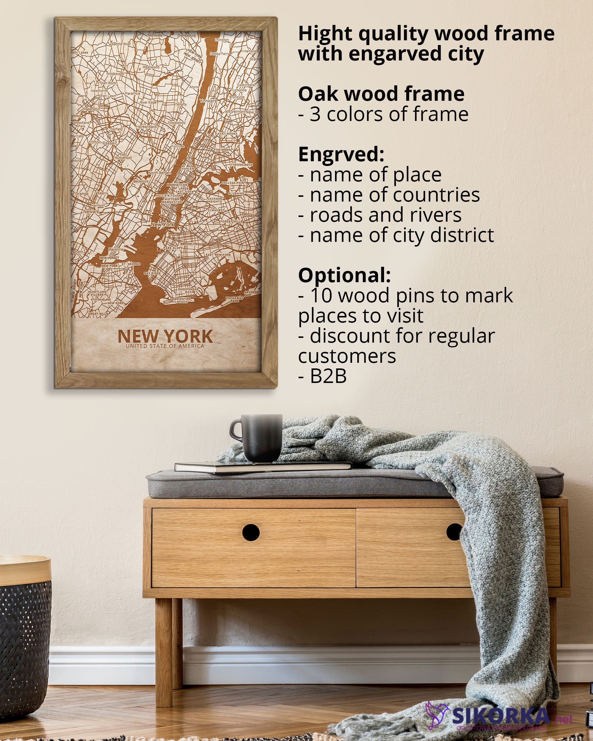 New York Wood Map Street Map of New York Wood Wall Hanging - Etsy