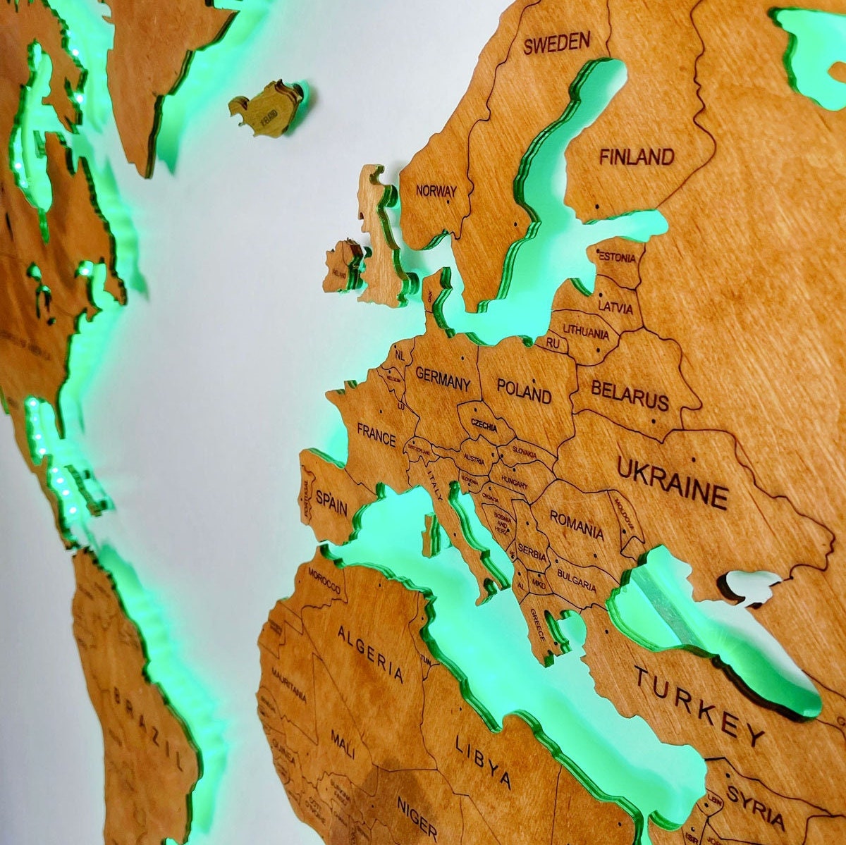 LED Illuminated Wooden World Map Classic - Etsy