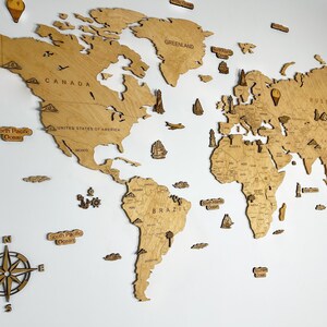 Wooden World Map Rustic Wall Decor Wall Decor Travel Map | Etsy