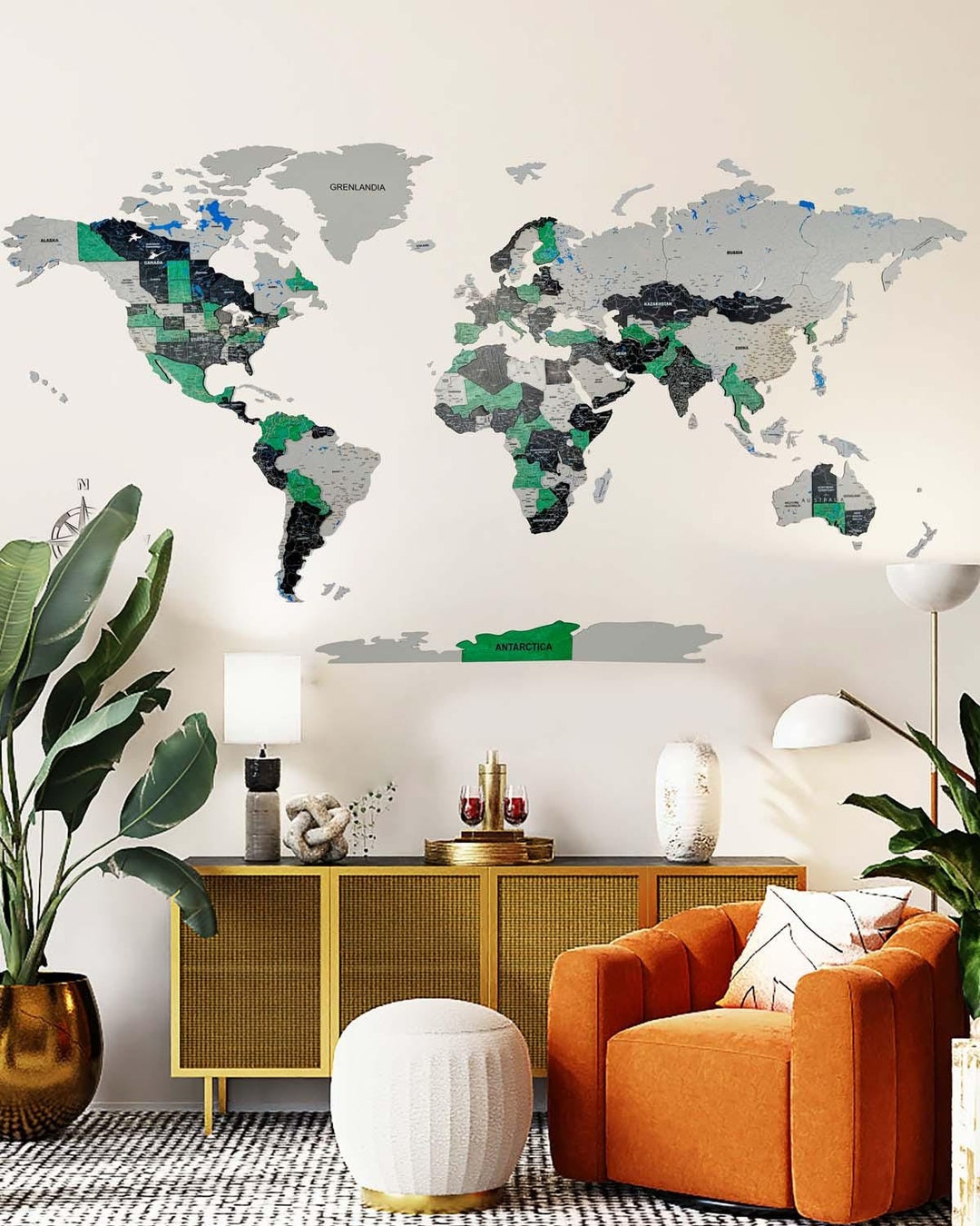 Wall Map of the World, 3D Colorful World Map, Wedding Gift, Christmas ...