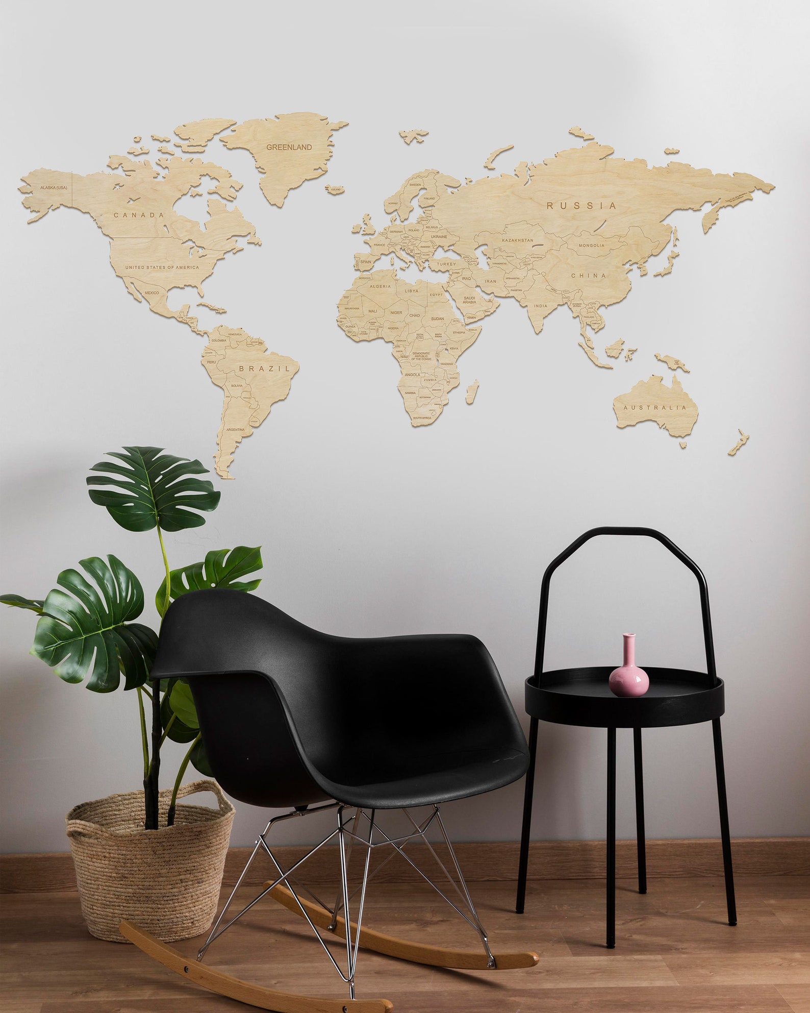 Wooden Wall Map Wooden Map of the World Wind Rose Frames | Etsy