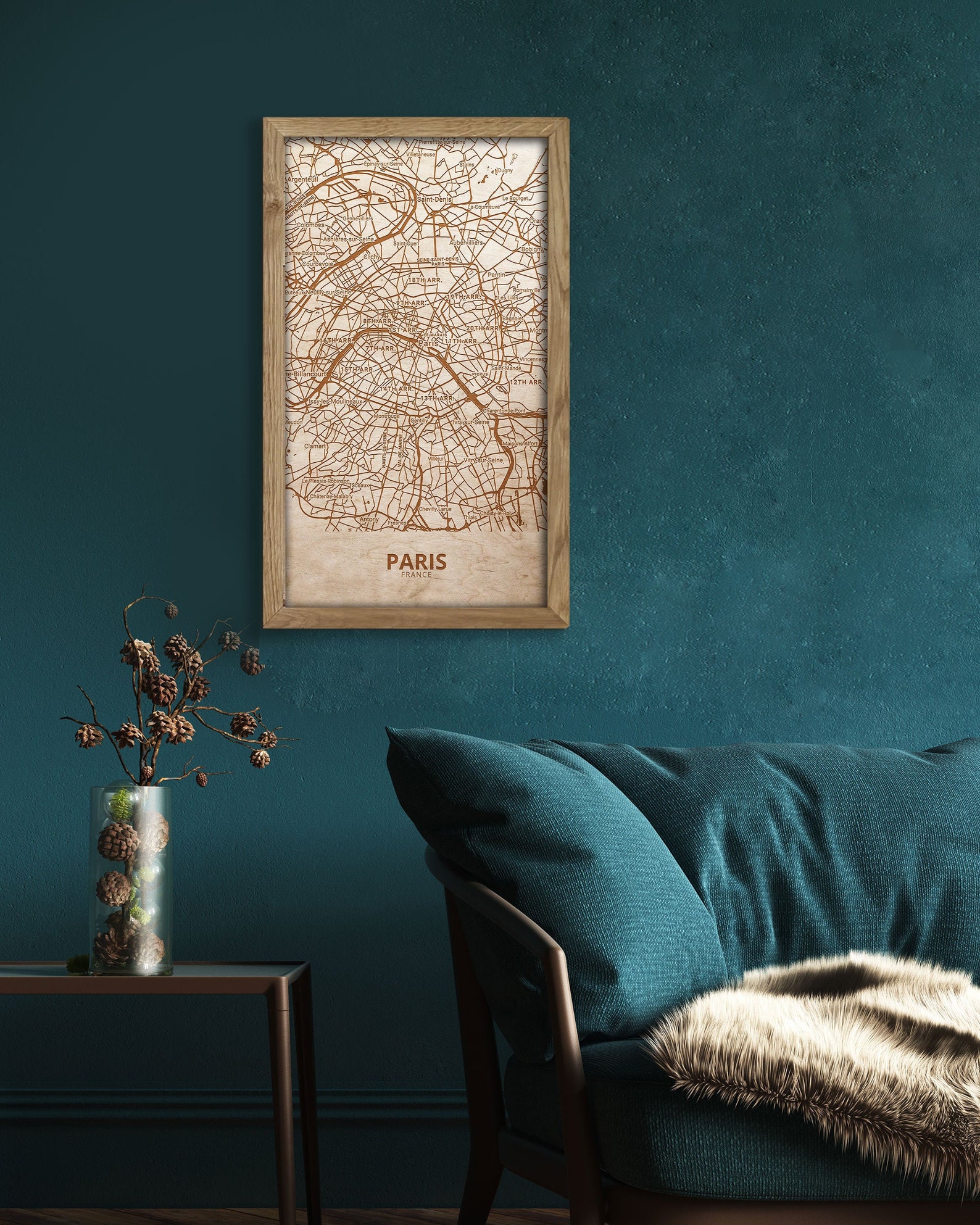 Paris Map Wall Art Paris Wood Map Wood Map of France Wall - Etsy