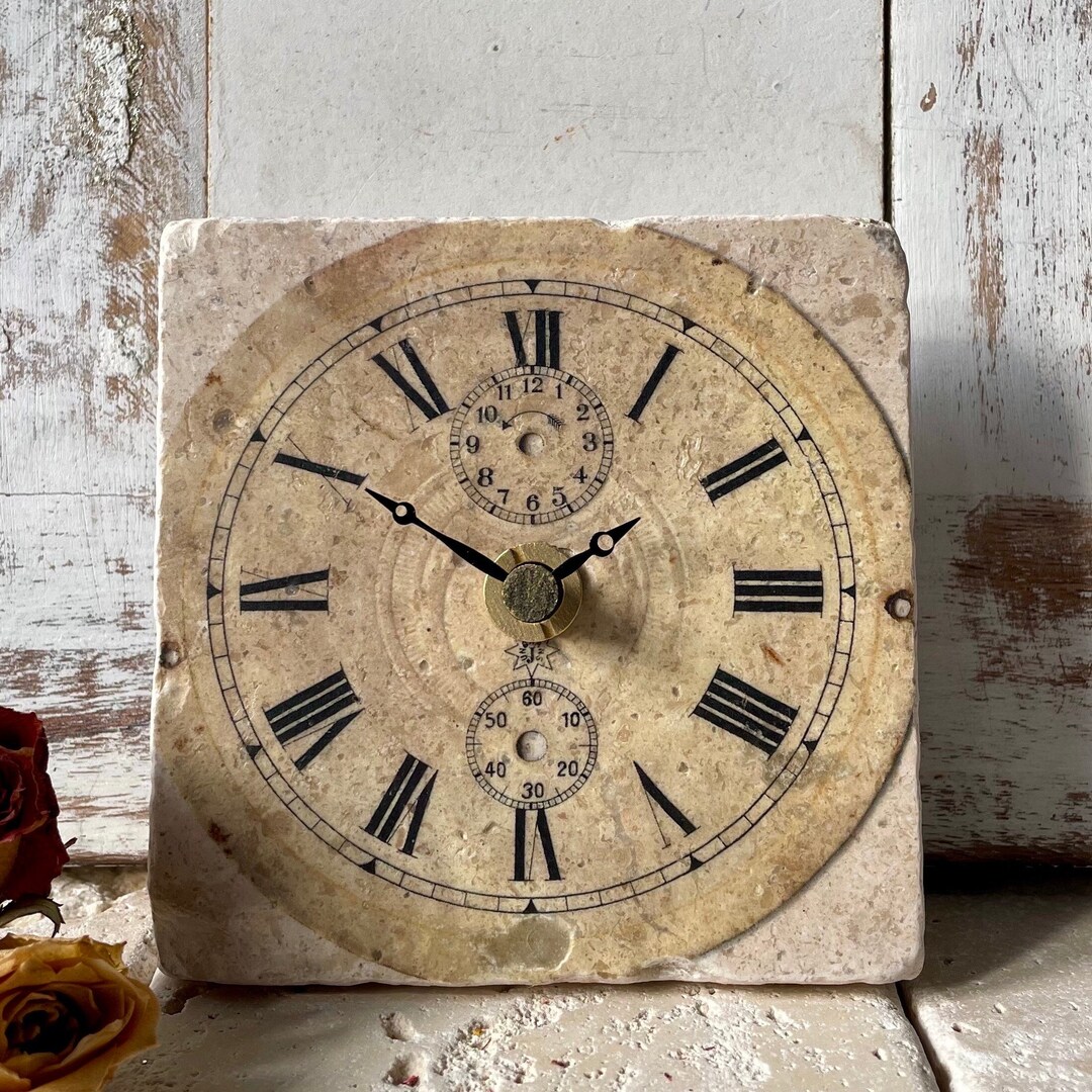 Tile Clock Italian Design, Mini Clock, Table Clock vintage Look Home ...