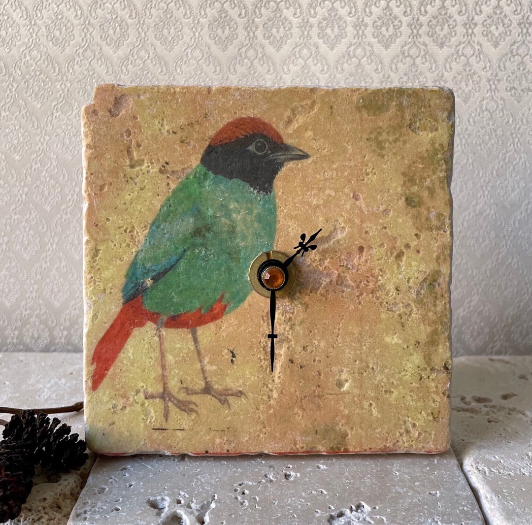 Antique Marble Tile Clock, Grandfather Clock for Mantel bird Shabby ...