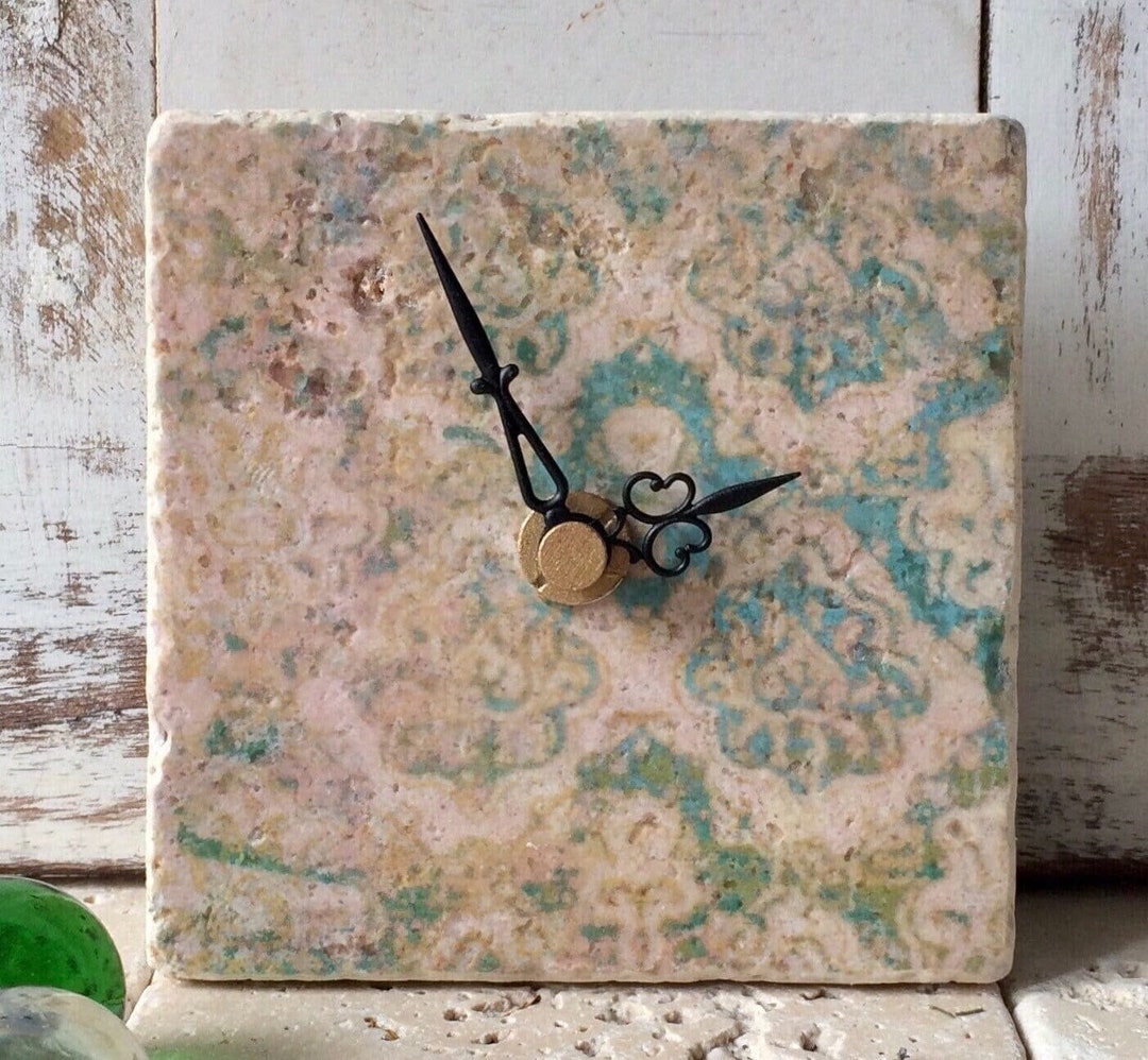 Upcycling Clock, Tile Clock Italian Design, Vintage Look, Gifts for the ...