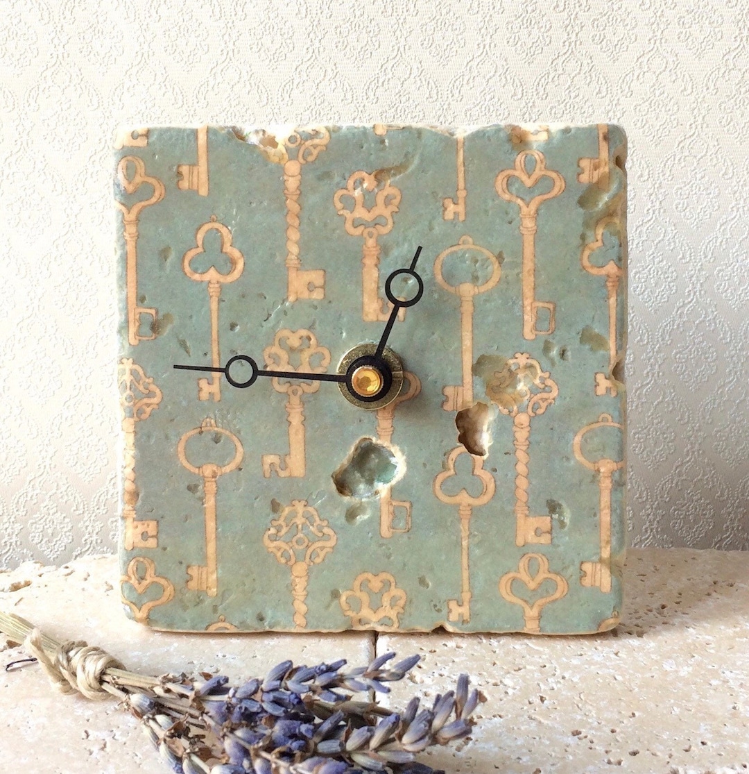 Upcycling Wall Clock Tile Clock Table Clock shabby - Etsy New Zealand