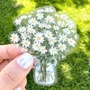 Flower Mason Jar Sticker, Watercolor Flower Label, Clear Laptop Sticker ...