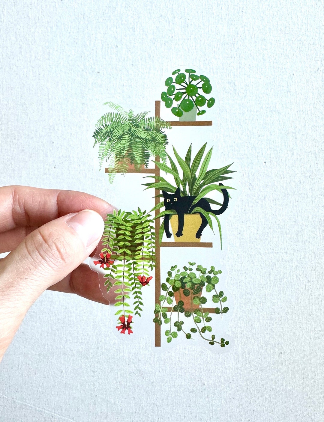 NEW!! Cat on Plant Stand Sticker, Cat Sticker, Cat Mom, Plant Sticker ...