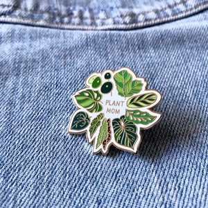 Plant Mom Hard Enamel Pin | Tropical Leaf Gold Badge - Etsy