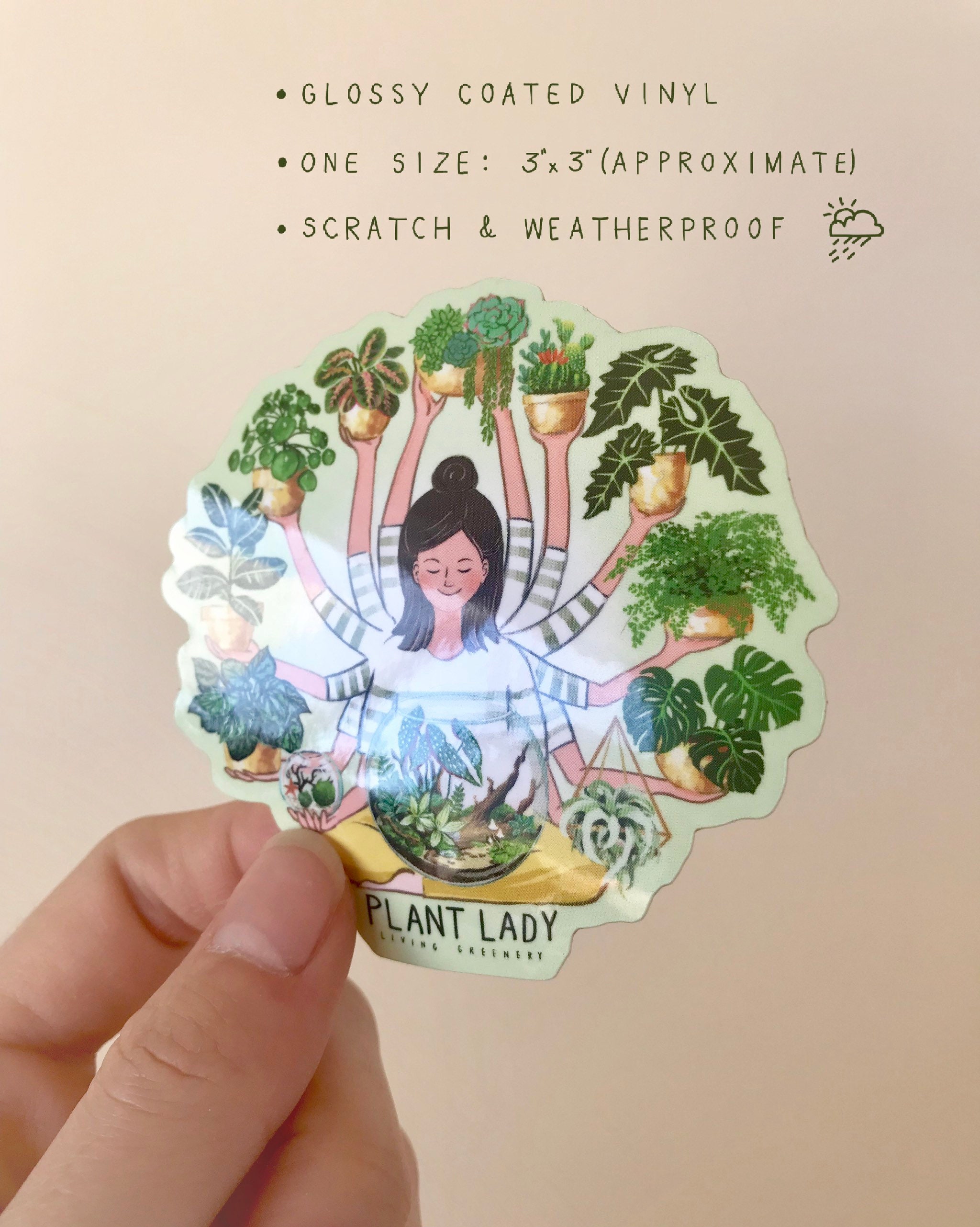 Plant Lady Sticker Glossy Vinyl Die Cut Sticker Plant | Etsy